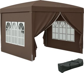 Outsunny Pavilon přibližně 3x3m, Vodotěsný Stabilní Zimní Skládací Pavilon, UV Ochrana 50+, Skládací Party Stan Zahradní Stan se 4 Bočními Panely a Ta