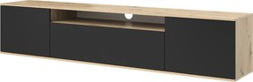 Eka Závěsný stolek pod televizi EMI 200 cm - Dub Artisan + Černý mat