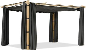 Barbadoská terasová pergola 3x4 m s dřevo-antracitovými závěsy Garden Point