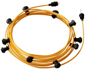 creative cables Hotový světelný řetěz LUMET 12,5 m je sestavený z 10 černých objímek, háčku a zástrčky Barva kabelu: Zlatá - CM05