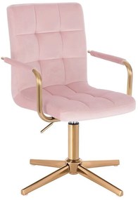 LuxuryForm DESIGN Otočná židle VERONA GOLD VELUR na zlatém kříži - růžová