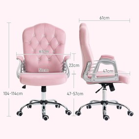 Kancelářská židle HOMCOM pro ženy, ergonomická kancelářská židle s houpací funkcí, výškově nastavitelná, nosnost 120 kg, růžová| Aosom