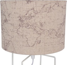 Bílá stolní lampa s béžovým stínidlem a mapou - Ø 22*34 cm E27/max 1*60W