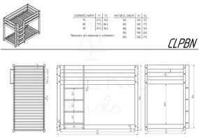 Patrová dětská postel s výsuvným lůžkem s úložným prostorem s roštem v přírodní barvě 80x200 cm CLPBN – Adeko