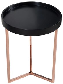 Odkládací stolek Vedul, 40 cm, černá/měď