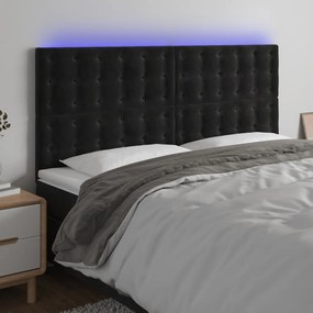 Čelo postele s LED černé 200x5x118/128 cm samet