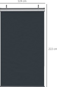 Vertikální markýza Outsunny, 124 x 222 cm, balkónová zástěna s ochranou proti slunci, balkónová roleta s háčky, zástěna pro altán, polyester | Aosom