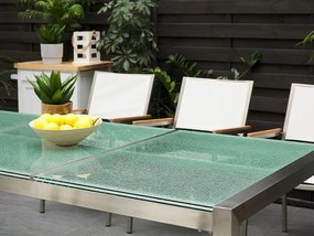 Sada zahradního nábytku stůl se skleněnou deskou 220 x 100 cm 8 šedých židlí GROSSETO Beliani
