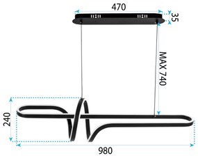 Toolight Závěsné LED osvětlení Modern A1 G038-CP černé