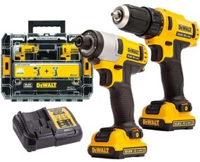 DeWALT Nářadí - 10,8V AKU sada vrtacího šroubováku a rázového utahováku, 2x aku 2,0 Ah XR, nabíječka DCK211D2T