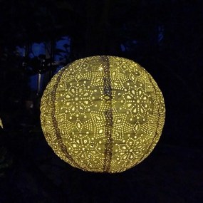 LED lampion solární bílý venkovní 30 cm, teple bílá, látkový papír