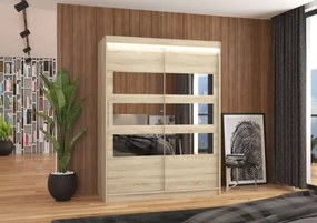 Posuvná skříň se zrcadlem a LED osvětlením FLORENTO 150