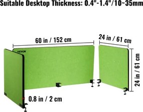 Desk Divider 152,4 cm Desk Privacy Panel, 3 Panel Privacy Akustický panel – Zelená