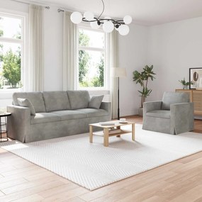 Set pohovek 2 ks Světle šedá samet 3407595