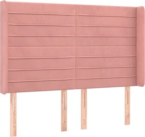 Box spring postel s matrací a LED růžová 140x190 cm samet 3139624