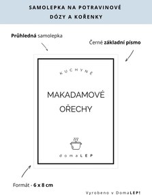 MAKADAMOVÉ OŘECHY – průhledná samolepka na dózu, základní písmo, 6 x 8 cm | DomaLEP