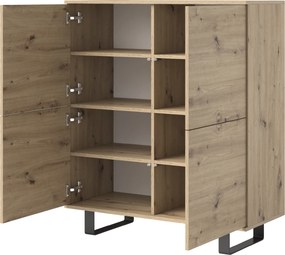 Eka Komoda s kovovými nohami EMI 4D 100 cm Barva dřeva: Černá