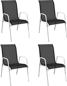 vidaXL Stohovatelné zahradní židle 4 ks ocel a textilen [313071] Barva: Černá a šedá