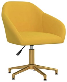 vidaXL Otočná jídelní židle žlutá samet