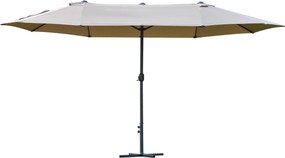 Outsunny XXL Zahradní Slunečník s Křížovou Bází Velikost 4,6L x 2,7W x 2,4H m S Mechanismem Otevírání a Zavírání Ocel High Density Polyester Káva | Ao