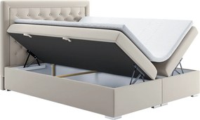 Postel boxspring, krémová, 160x200, DORMAN