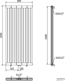 Mexen Waco, topné těleso 1544 x 694 mm, 2209 W, černá, W217-1544-694-00-70