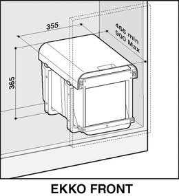 Vestavný odpadkový koš Sinks EKKO FRONT 40 2x8l+ 1x16l