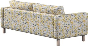 Potah na pohovku IKEA Karlstad, 3-místná, rozkládací barva žlutá látka pletený vzor, vzorované