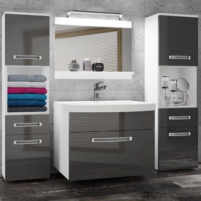 Koupelnový nábytek Belini Premium Full Version šedý lesk
+ umyvadlo + zrcadlo + LED osvětlení Glamour 102
