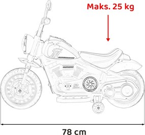 Ramiz Elektrická motorka Chopper FASTER pro děti bílá + FM rádio + audio panel + LED