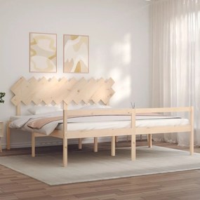 Postel s čelem pro seniory 200x200 cm masivní dřevo 3195566