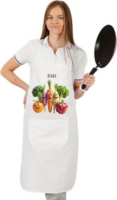 Kuchyňská zástěra Happy Veggie EMI, Bílá