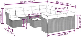 13dílný zahradní sedací souprava s poduškami černý polyratan 3250475
