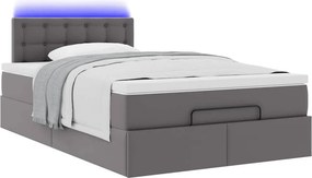 Osmanská postel s matracemi &amp; LED šedá 120x190cm umělá kůže 3312145