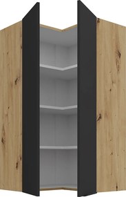 ARIA ac | horní kuchyňská skříňka 60x60 GN-108 2F (90°) rohová s policemi | EXTRA VYSOKÁ | 60x60 cm | artisan/černá