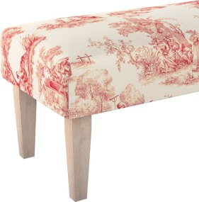 Dlouhá lavička 100x40cm barva červená látka vzorované