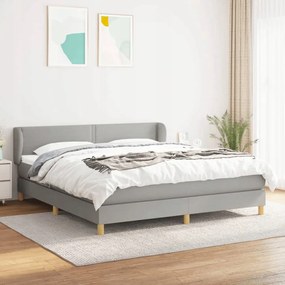 Box Spring Postel S Matrací Textil Světle Šedá Hladké s hřebíky 160 x 200