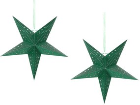 Sada 2 závěsných třpytivých hvězd s LED 45 cm zelené MOTTI Beliani