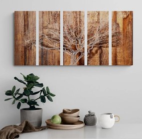 5-dílný obraz strom na dřevěném podkladu Varianta: 200x100