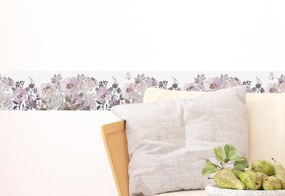 Samolepící bordura na zeď Fialový Akvarelový Květ | 5 m x 13.8 cm | DWB8481