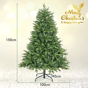Costway Umělý vánoční stromek 150 cm s LED diodami ve vícebarevné a teplé bílé