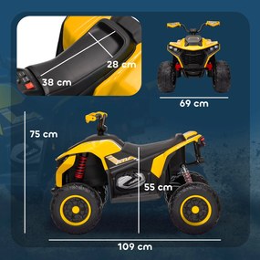 Elektroquad für Kinder, 3-6 km/h, LED-Scheinwerfer, Musik, USB, für 3-8 Jahre, Gelb