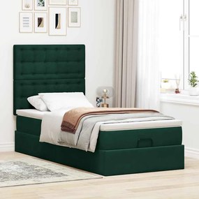 Osmanský rám postele s matracemi tmavě šedá 80x200cm samet 3314429