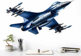 Stíhačka F16 textilní přelepitelná samolepka na zeď arch 46 x 23 cm