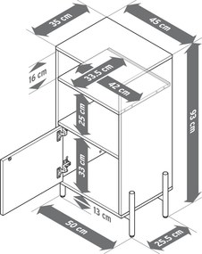 Tchibo - Koupelnová skříňka s dřevěnou dýhou - barva: hnědá