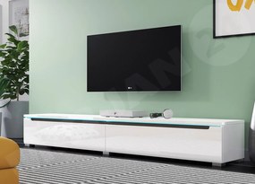 Kvalitní TV stolek Debra, bílá/bílý lesk MDF + LED