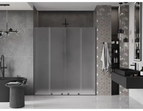 Mexen Velar Duo, posuvné sprchové dveře do otvoru 170 cm, 8mm sklo námraza, broušený grafit, 871-170-000-32-95