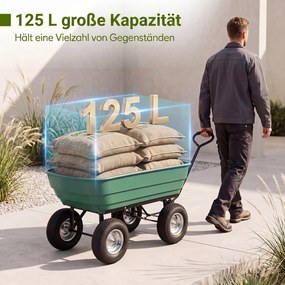 Costway Zahradní vozík s funkcí naklápění do 410 kg Ruční vozík s objemem 125 L