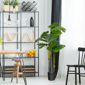 Costway 120 cm vysoký umělý strom Falešná rostlina Monstera Deliciosa, zelený