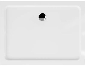 Mexen Flat obdélníková vanička do sprchového koutu slim 140 x 80 cm, Bílá, sifon Chromovaná - 40108014